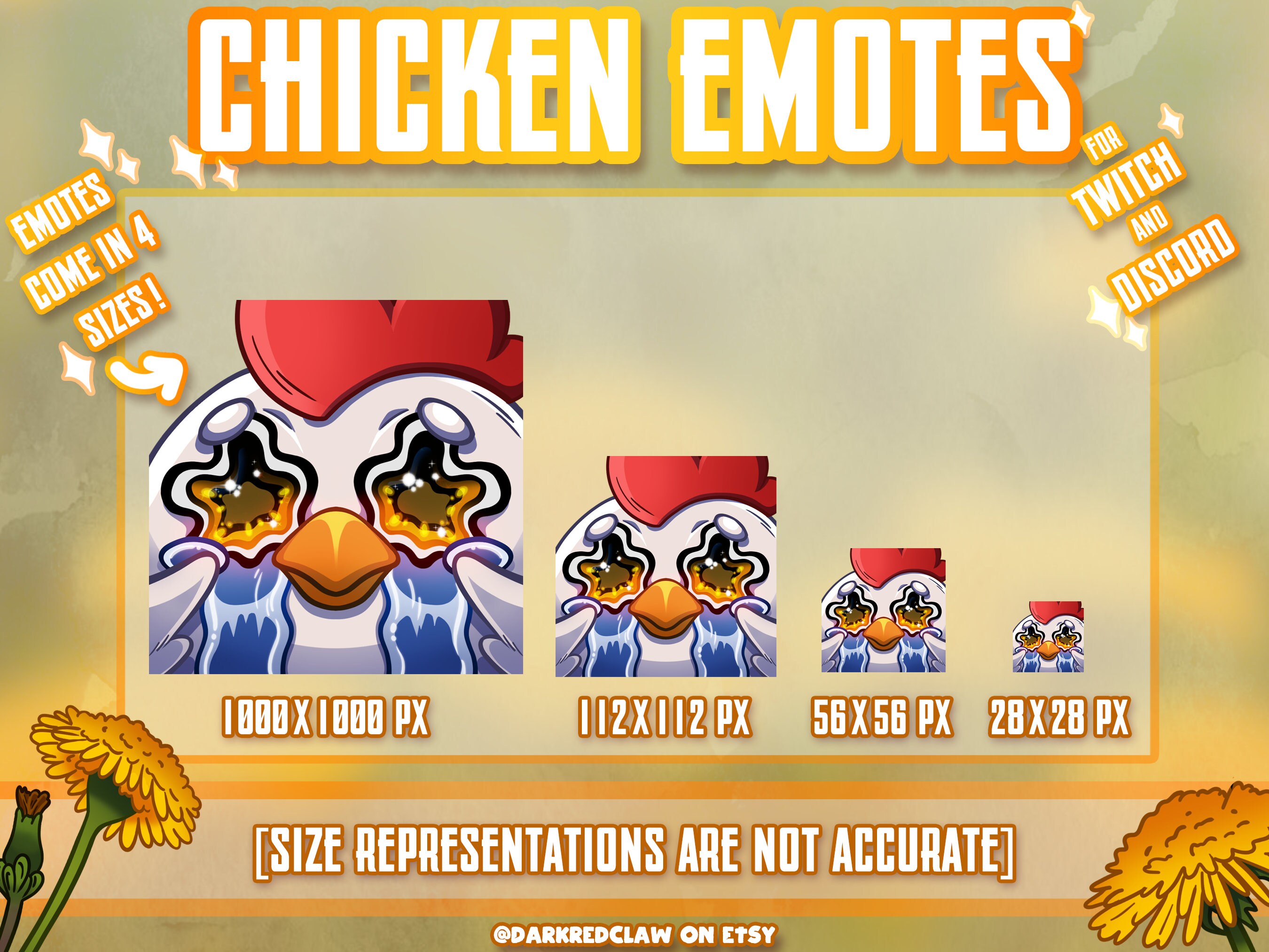 Chicken Emote Pack 6 Static Chicken Emotes for Streamers, Twitch and ...