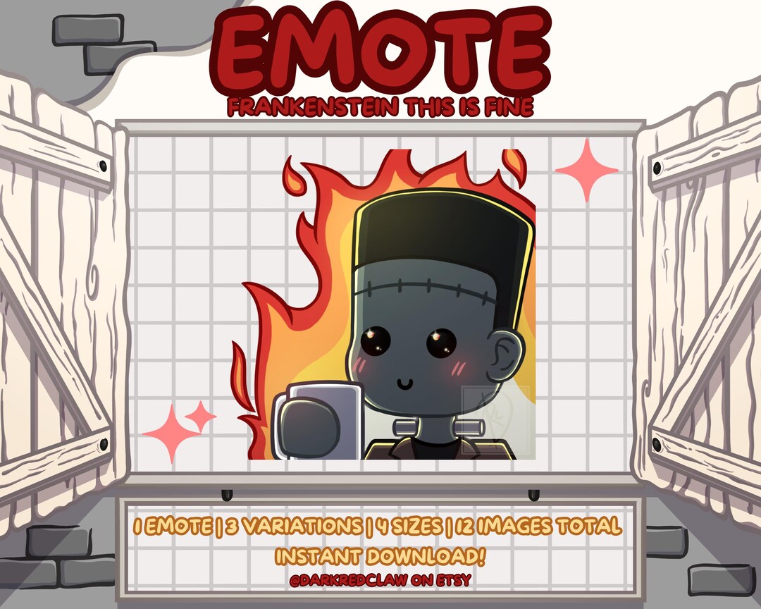 Halloween Emotes - Frankenstein This is Fine | Static Emote for ...