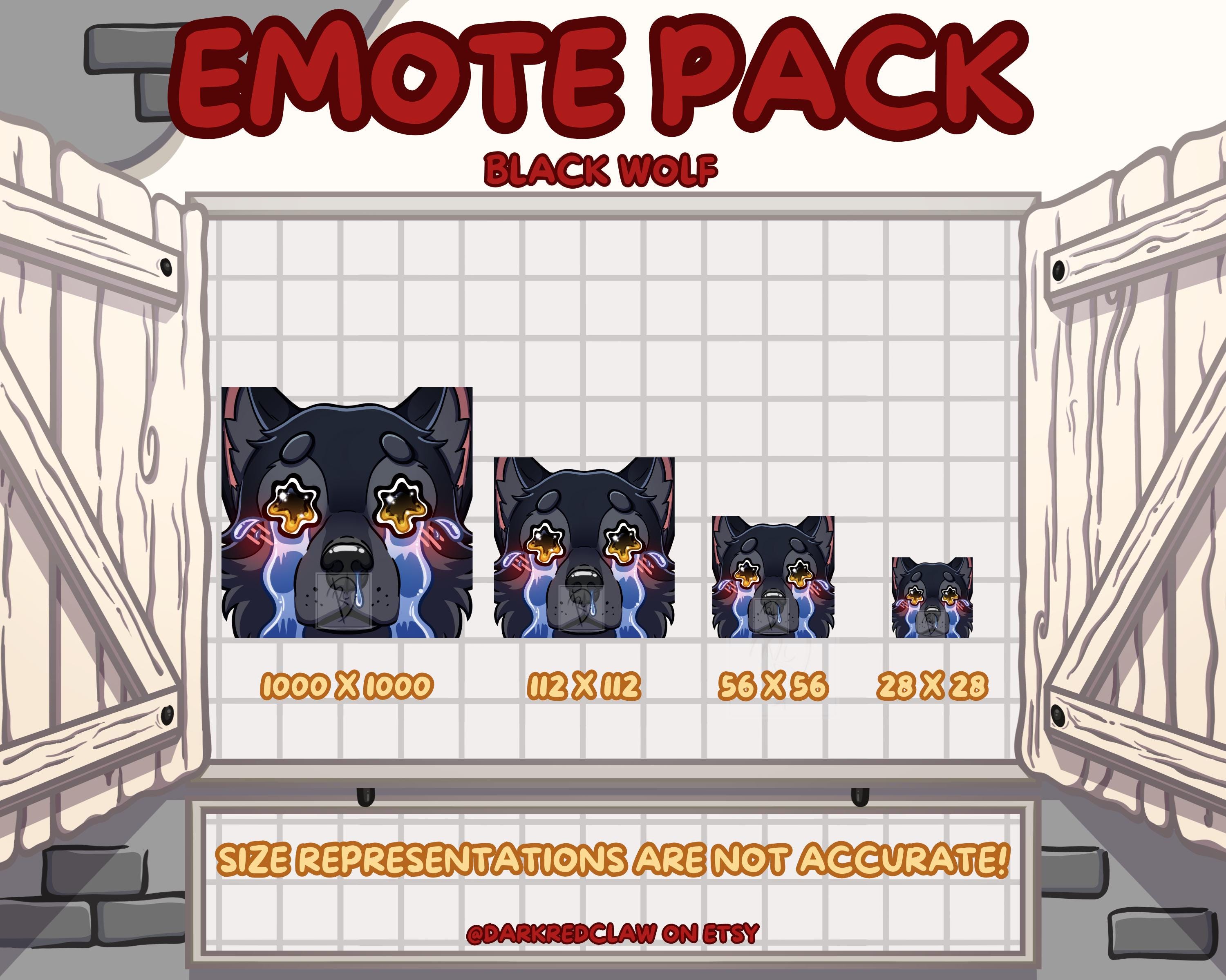Black Wolf Emotes - Wolf Emote Pack | 6 Static Emotes for Streamers ...