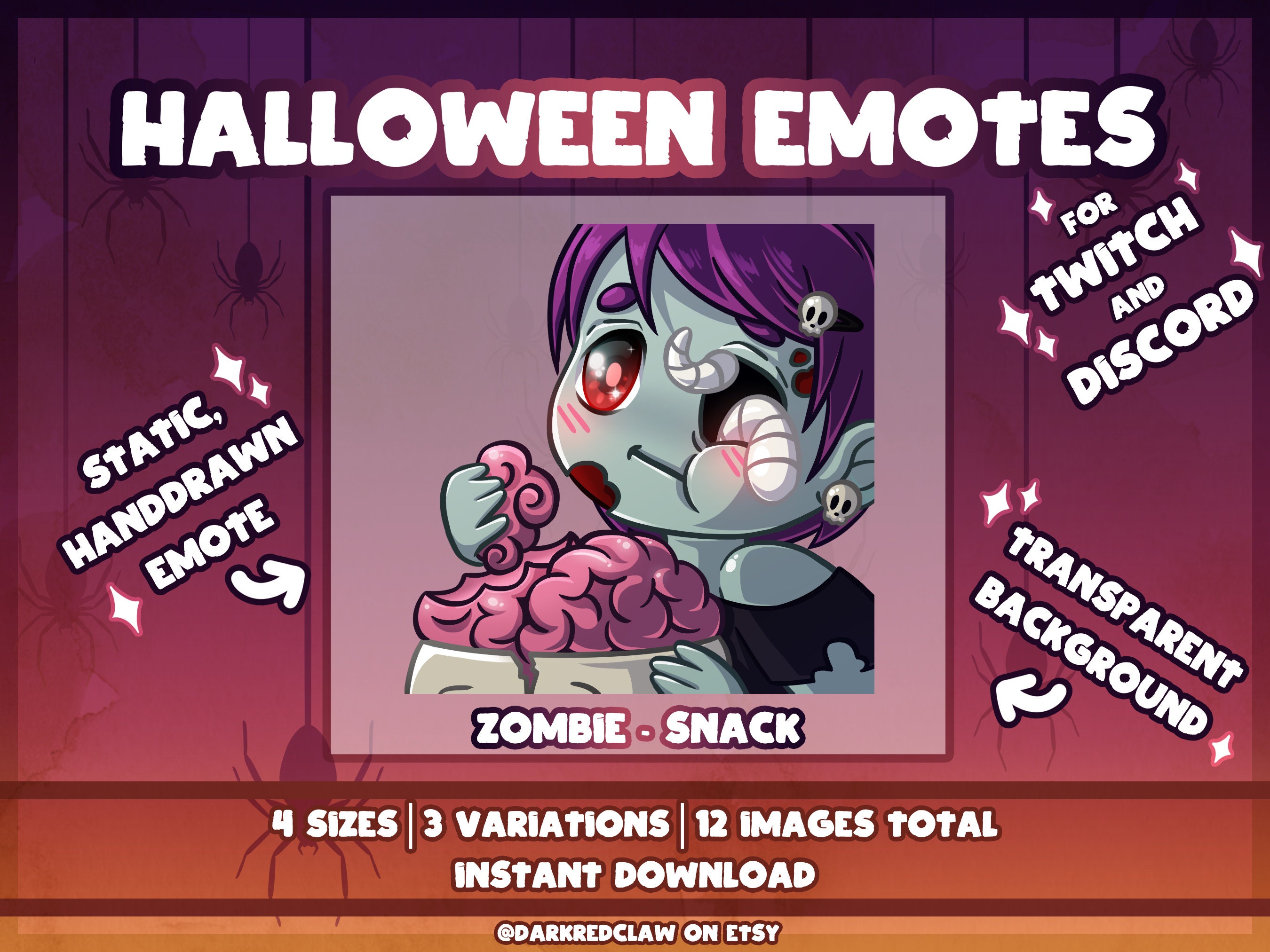 Halloween Emotes Zombie Snack Emote Static Emote for Streamers, Twitch ...