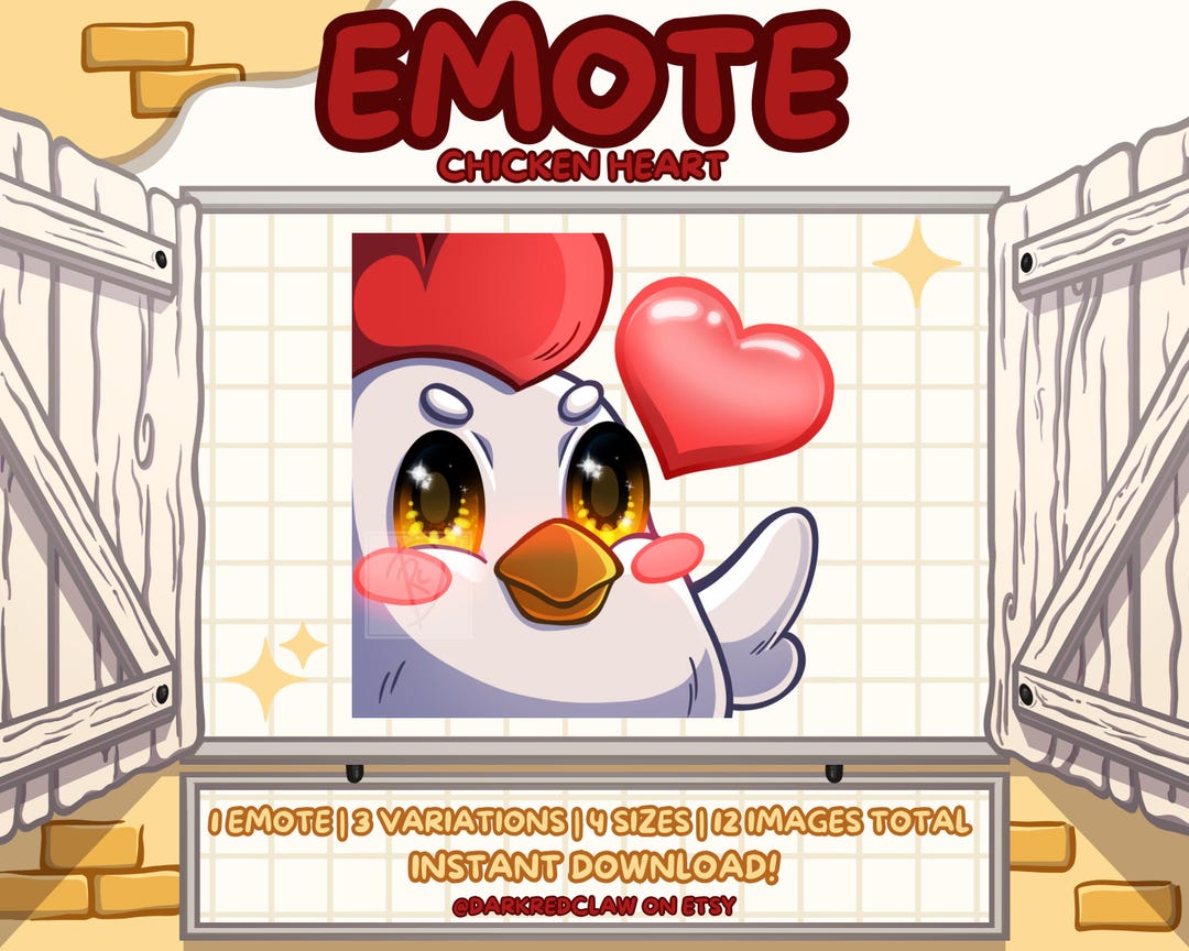 Chicken Emote - Heart | Static Emote for Streamers, Twitch and Discord ...