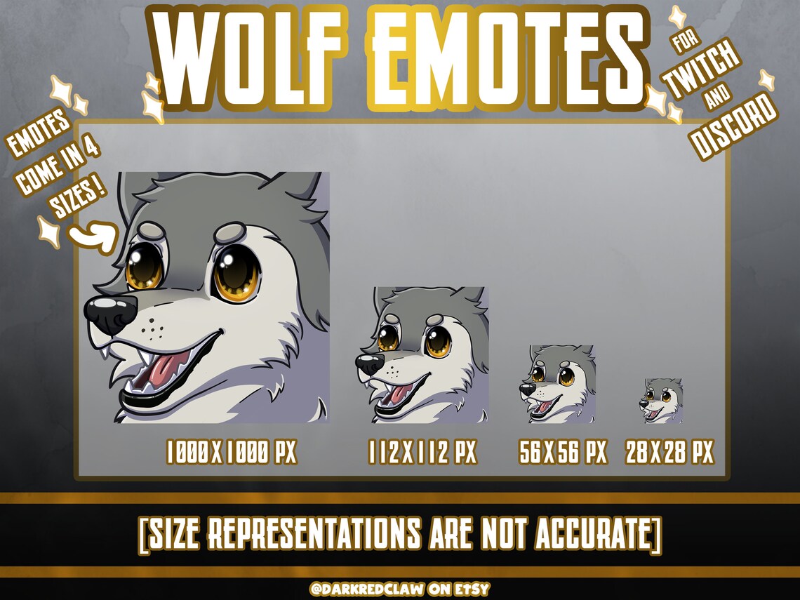 Grey Wolf Emotes Wolf Emote Pack 6 Static Emotes for Streamers, Twitch ...