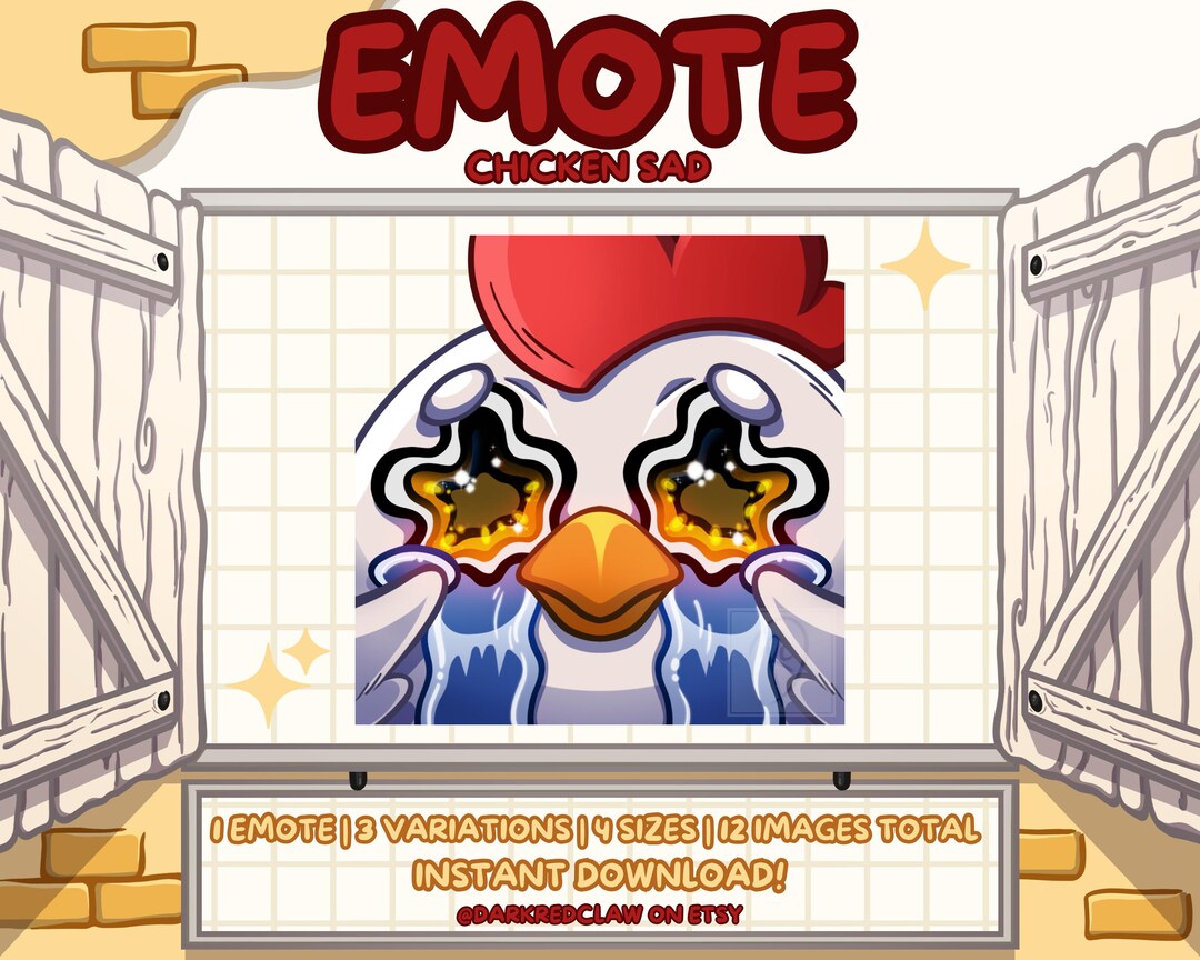 Chicken Emote - Sad | Static Chicken Emote for Streamers, Twitch and ...
