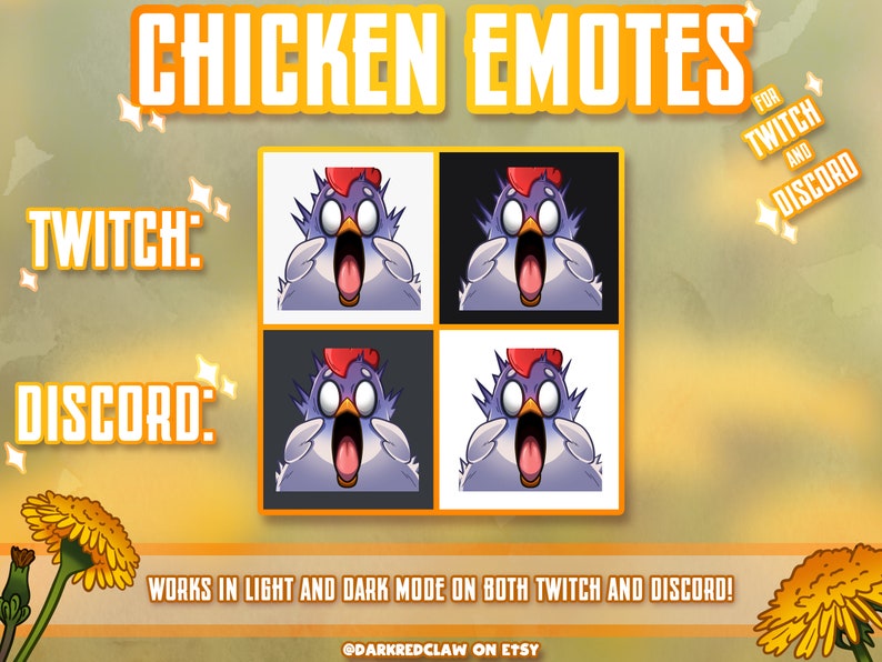 Chicken Emote Pack 6 Static Chicken Emotes for Streamers, Twitch and ...