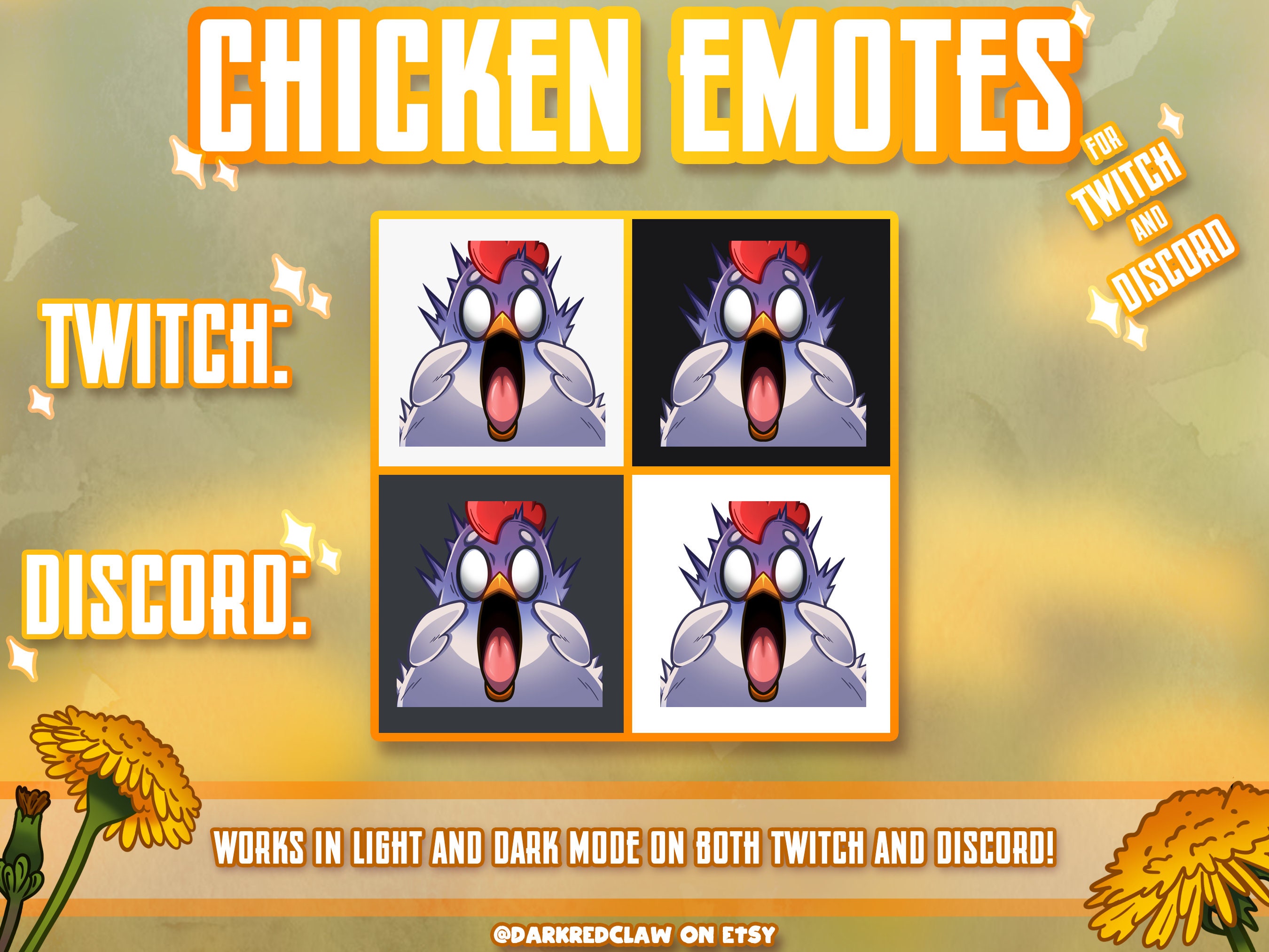 Chicken Emote Pack 6 Static Chicken Emotes for Streamers, Twitch and ...