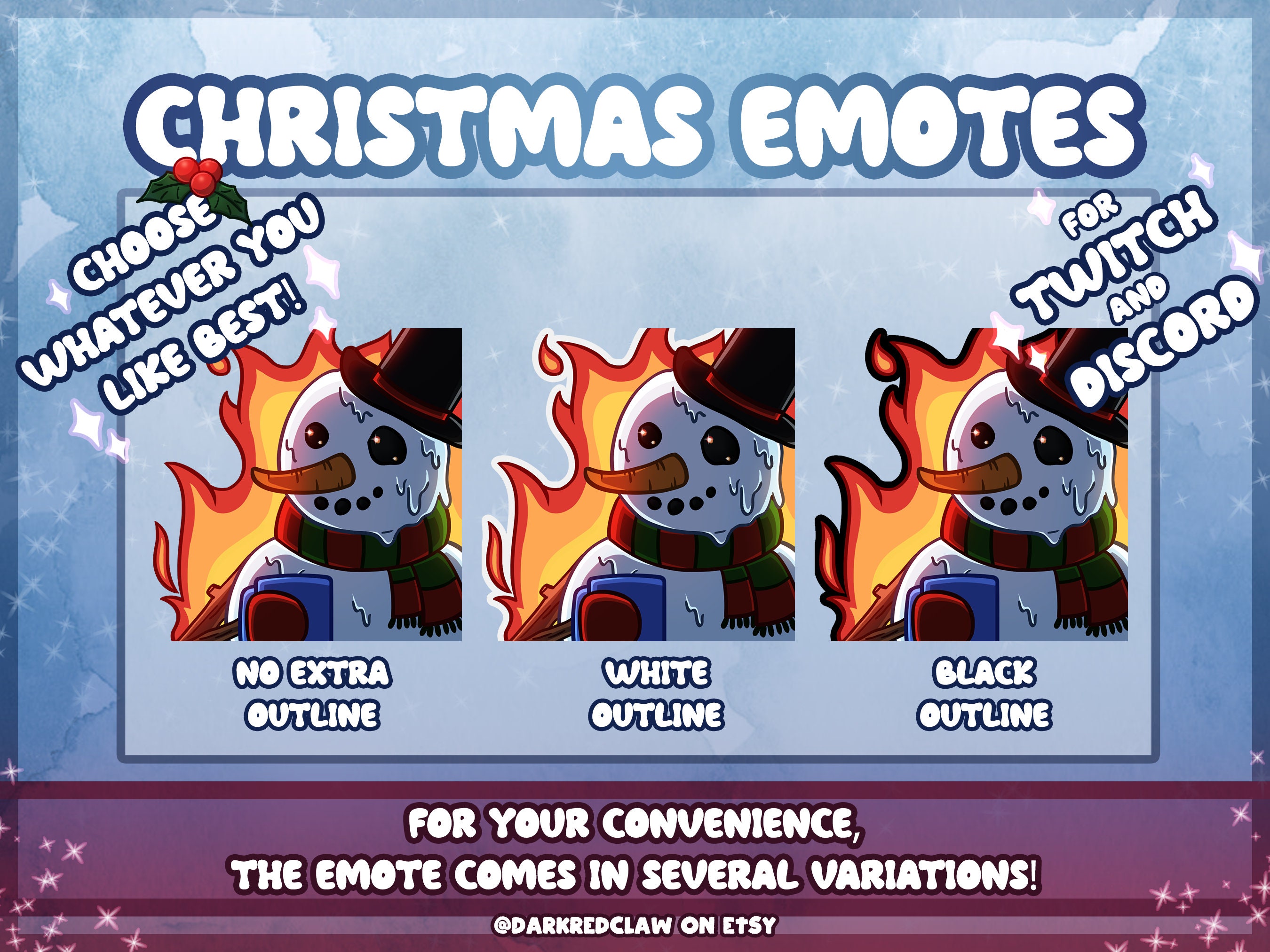 Christmas Emotes Snowman This is Fine Emote Meme Emote Static Emote for ...