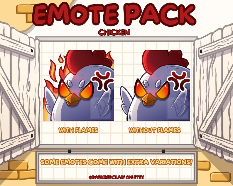 Chicken Emote Pack | 6 Static Chicken Emotes for Streamers, Twitch and ...