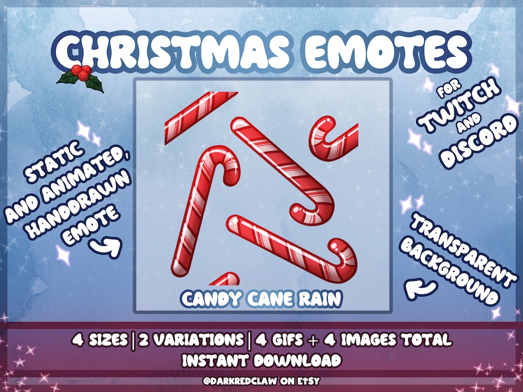 Christmas Emotes Candy Cane Rain Emote Pattern Static and Animated ...