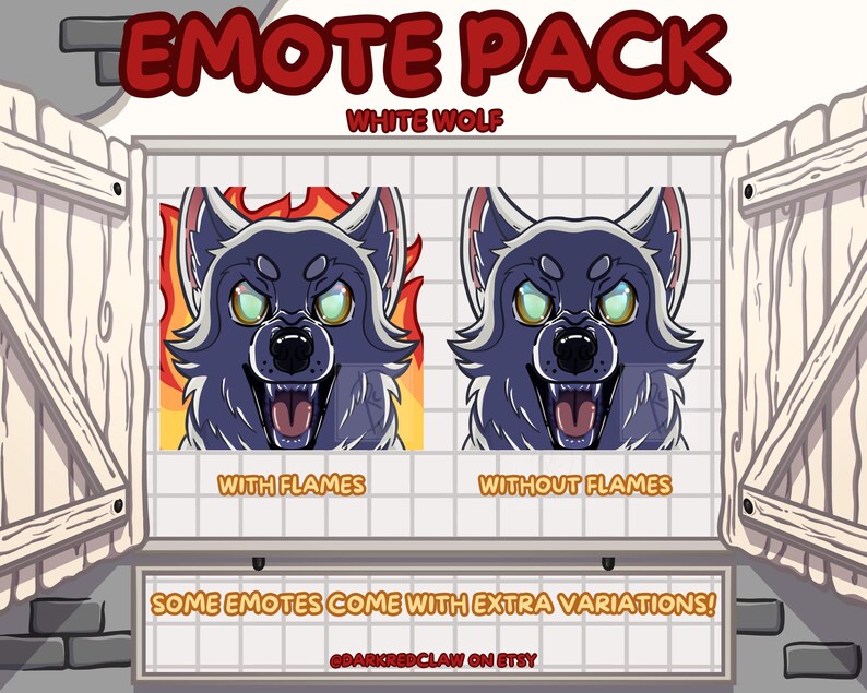White Wolf Emote Pack | 6 Static Emotes for Streamers, Twitch and ...