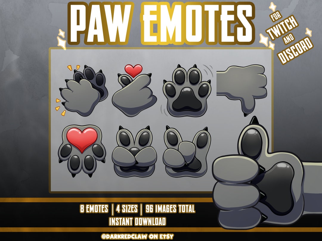 Grey Paw Emotes Paw Emote Pack 8 Static Paw Emotes for Streamers ...
