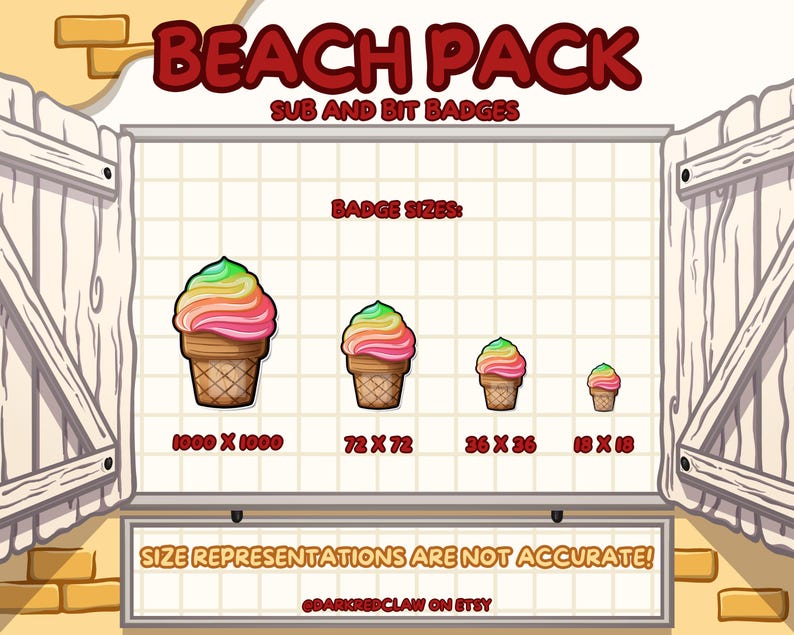 Beach Pack - 9 Beach Sub Badges, Bit Badges and Stream Decorations - Etsy