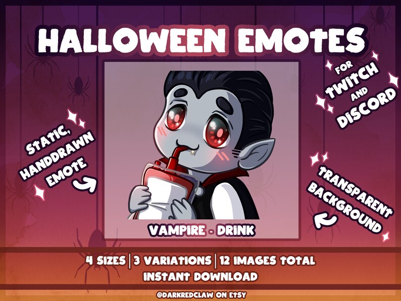 Halloween Emotes Vampire Drink Emote Hydrate Emote Static Emote for ...