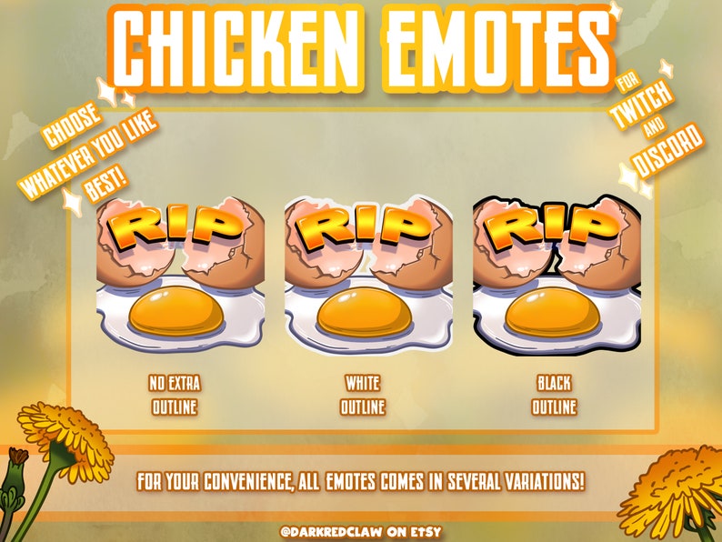 Chicken Emote Pack 6 Static Chicken Emotes for Streamers, Twitch and ...