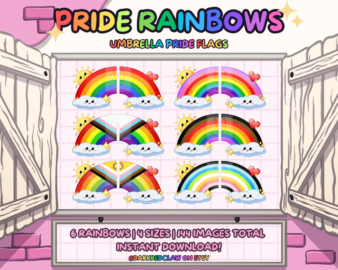 Pride Rainbow Emote Pack - Umbrella Pride Flags | Static Rainbow Pride ...
