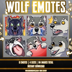 Grey Wolf Emotes Wolf Emote Pack 6 Static Emotes for Streamers, Twitch ...
