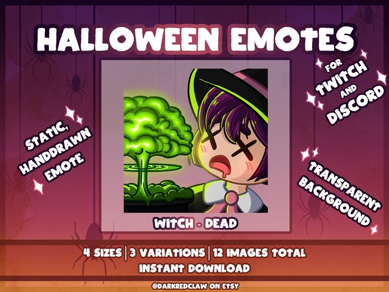 Halloween Emotes Witch Dead Emote Static Emote for - Etsy