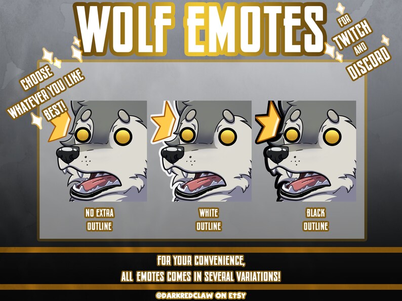 Grey Wolf Emotes Wolf Emote Pack 6 Static Emotes for Streamers, Twitch ...