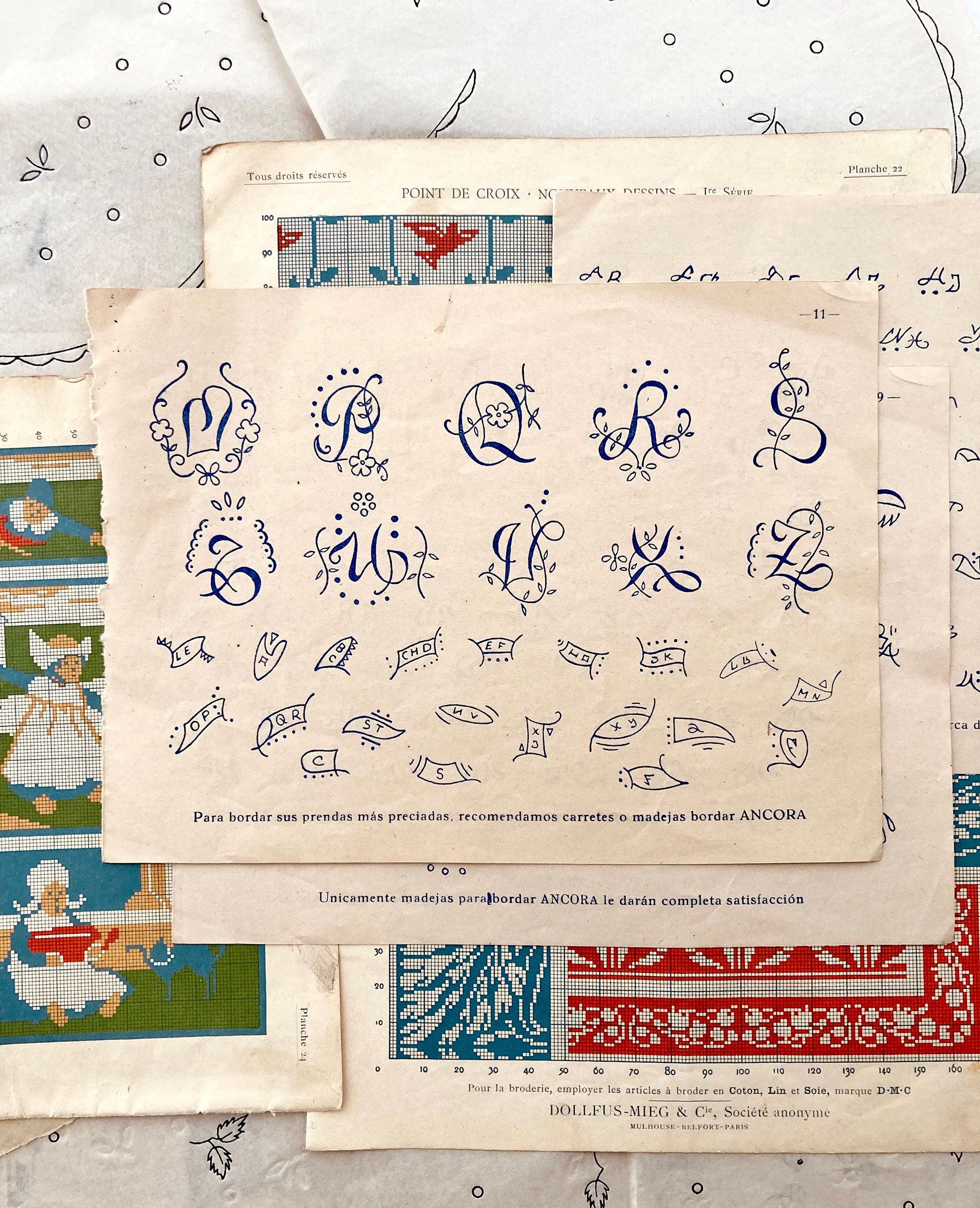 Vintage Sewing Magazine Ephemera With Antique Embroidery Patterns Set ...