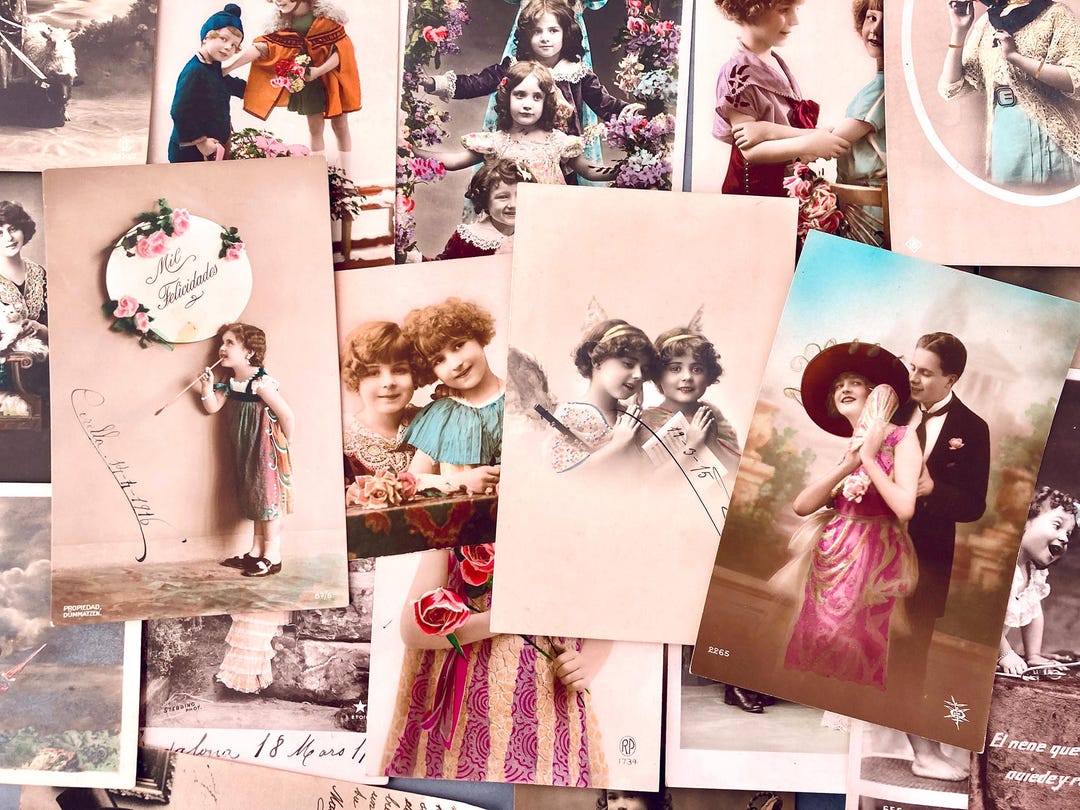Antique Ephemera Set - 3 Hand-painted Postcards From Early 1900 ...