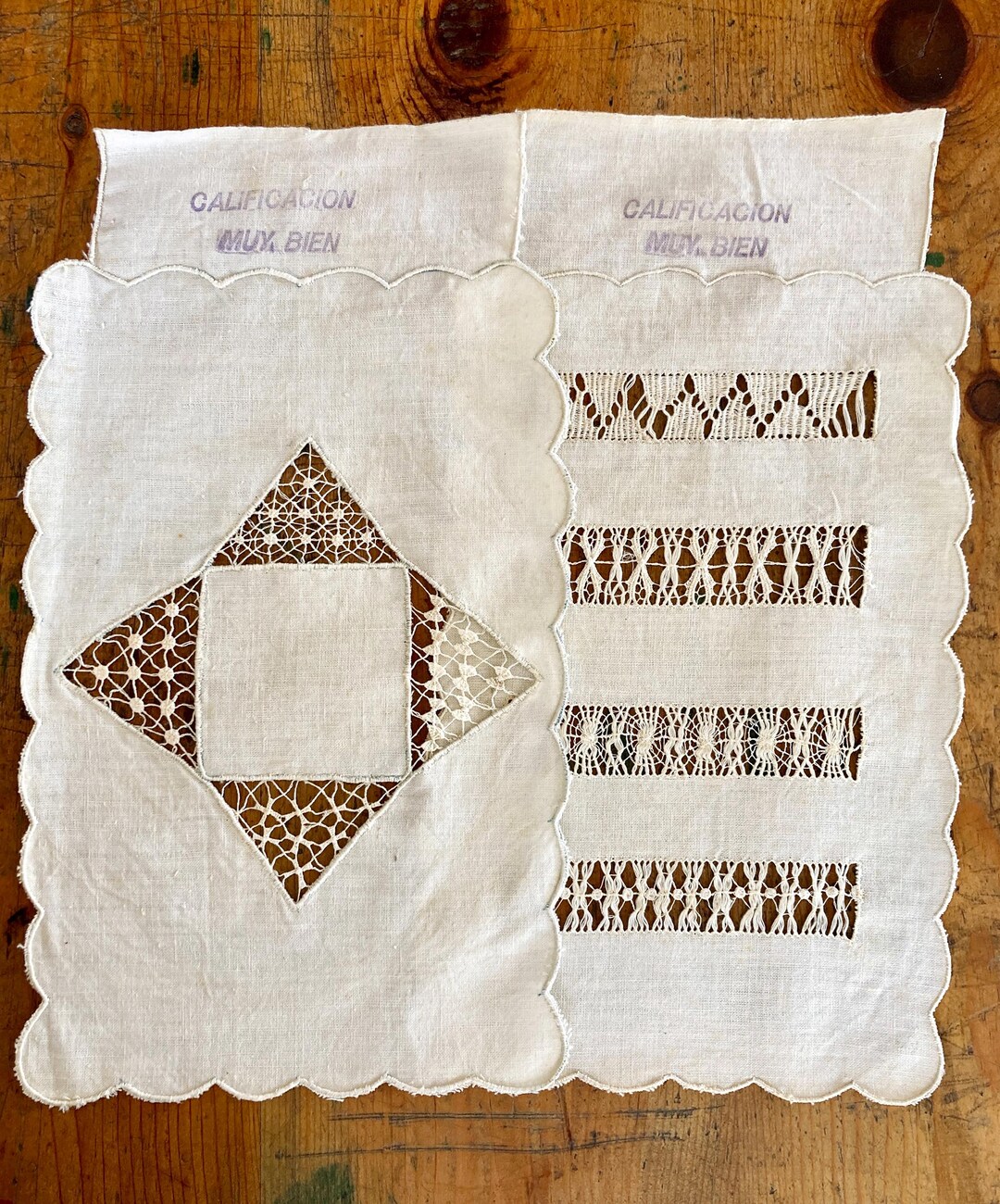 Antique Sewing Sampler Set, French Textile. 1900s Embroidered Sewing ...