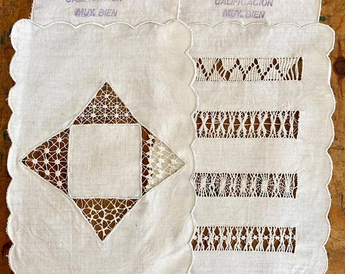 Antique Sewing Sampler Set, French Textile. 1900s Embroidered Sewing ...