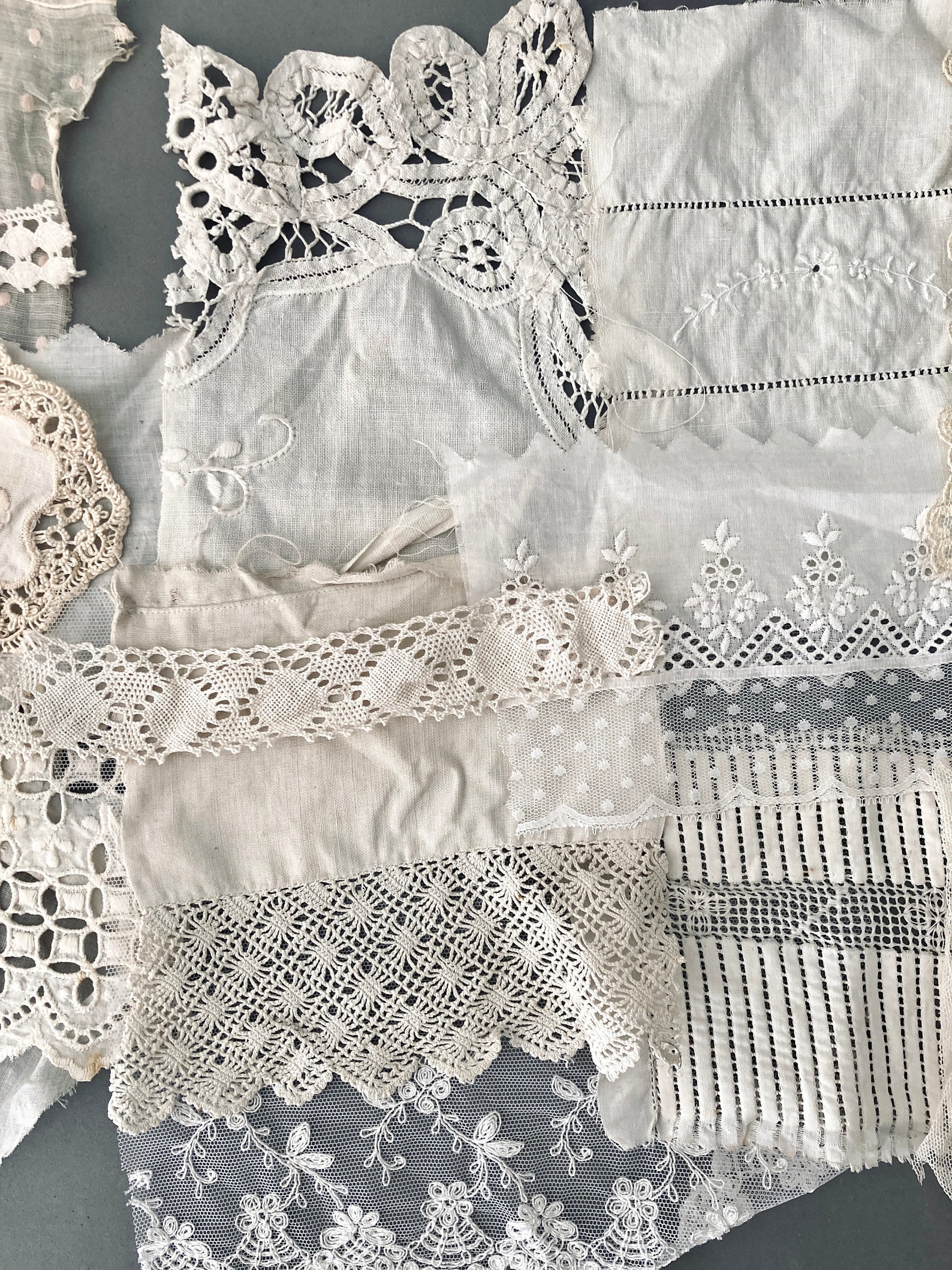 Lace and Fabric Scrap Lot. Creative Inspiration Textile Pack, Snippet ...