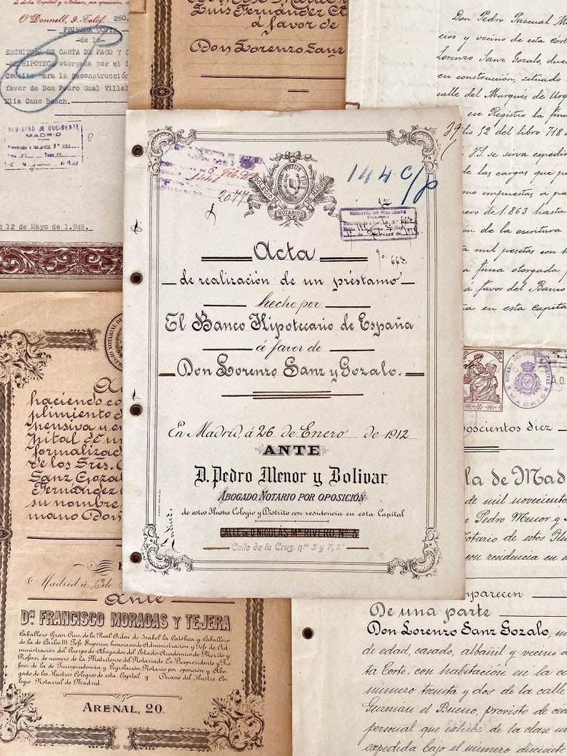 Antique Hand Written Manuscript Notarial Act. Old Calligraphy Notary ...