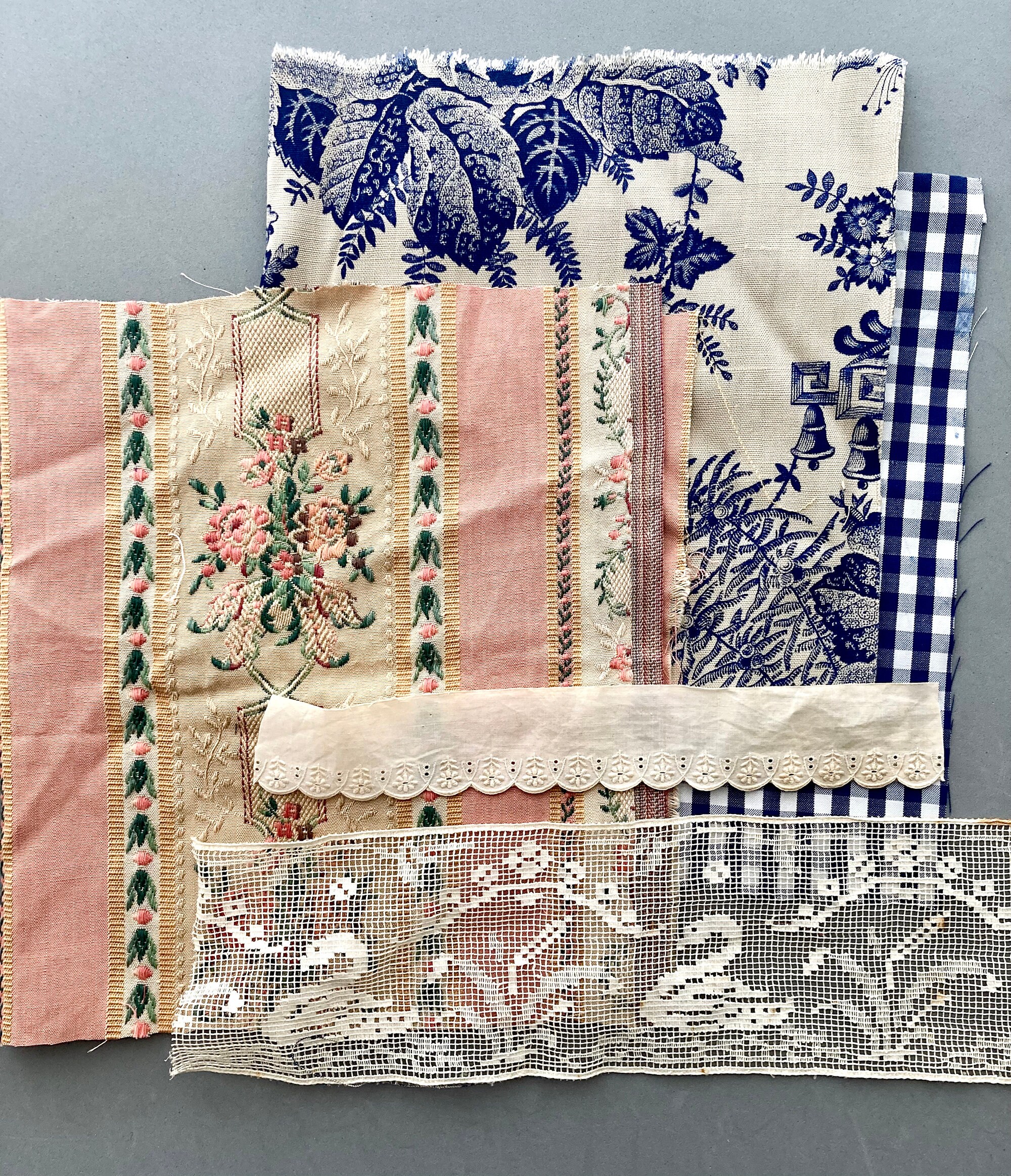Vintage Linen, Cotton Pieces and Laces Set for Junk Journal, Slow ...