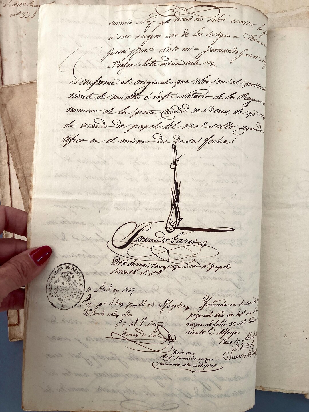 Antique First Half 19th Century Calligraphy Notary Documents ...