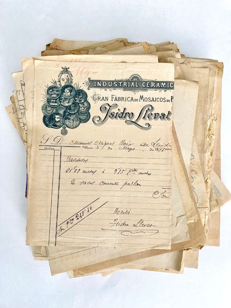 Antique Invoice Set - Lot of 3 Old Documents With Beautiful Logos ...