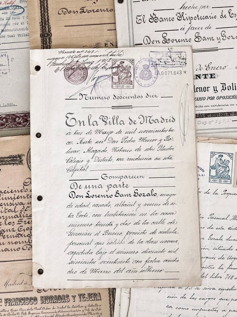 Antique Hand Written Manuscript Notarial Act. Old Calligraphy Notary ...