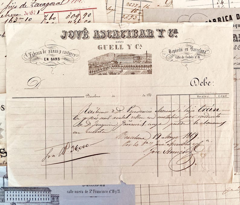 Antique Invoice Set - Lot of 5 Old Documents With Beautiful Logos ...