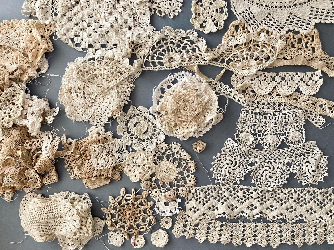 Antique Crochet Sampler Set 35 Unique Lace Pieces Junk Journal Slow ...