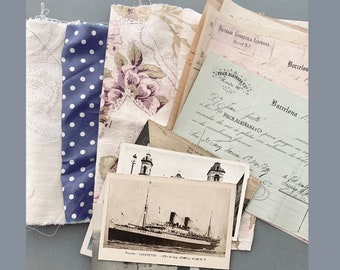 Vintage French Cotton Pieces for Crafting. Reclaimed Textile Remnants ...