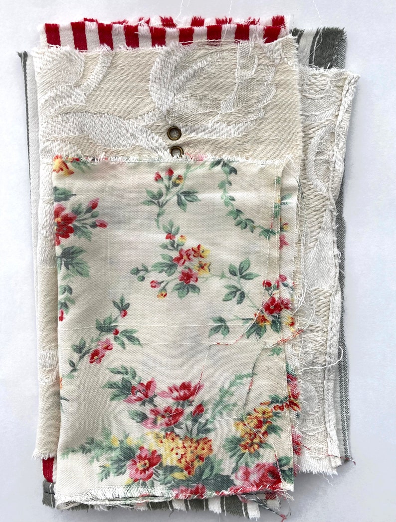Vintage French Cotton Pieces for Crafting. Reclaimed Textile Remnants ...