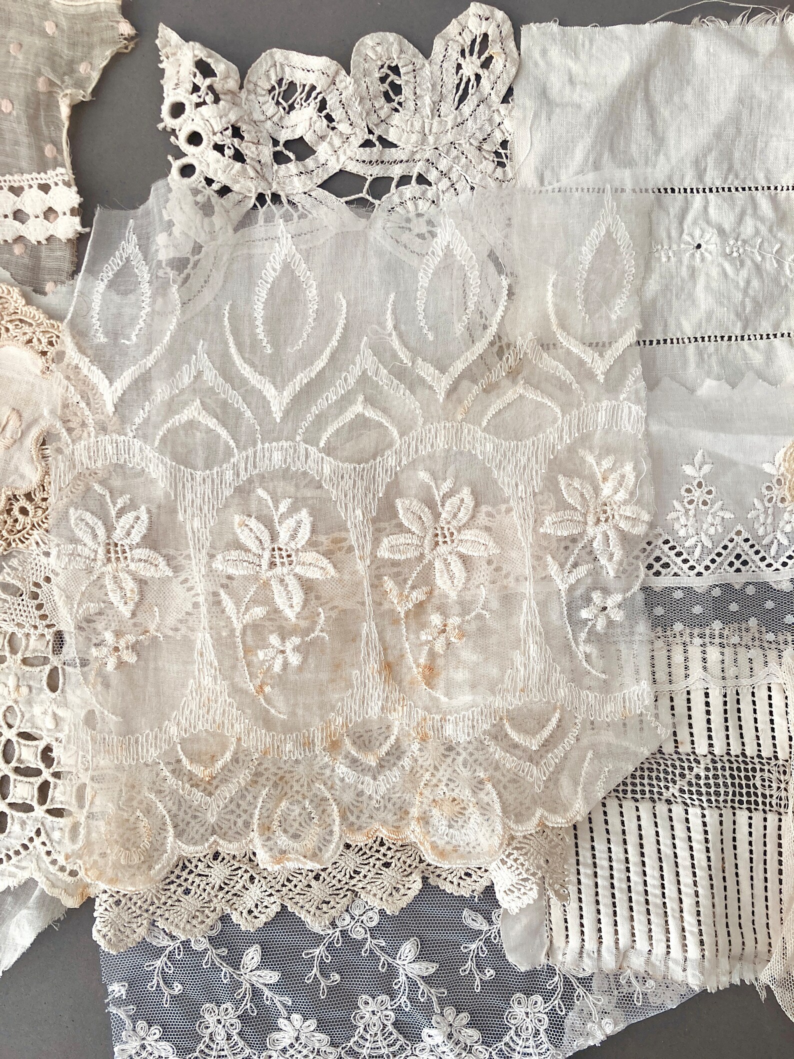 Lace and Fabric Scrap Lot. Creative Inspiration Textile Pack, Snippet ...