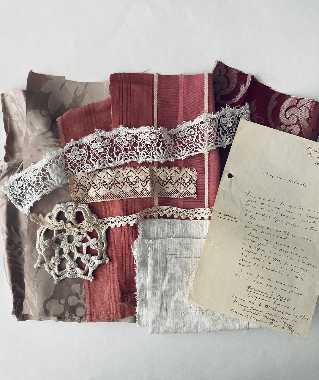 Antique Junk Journal Supply Set. 3 Coordinated Vintage Upholstery Silk ...