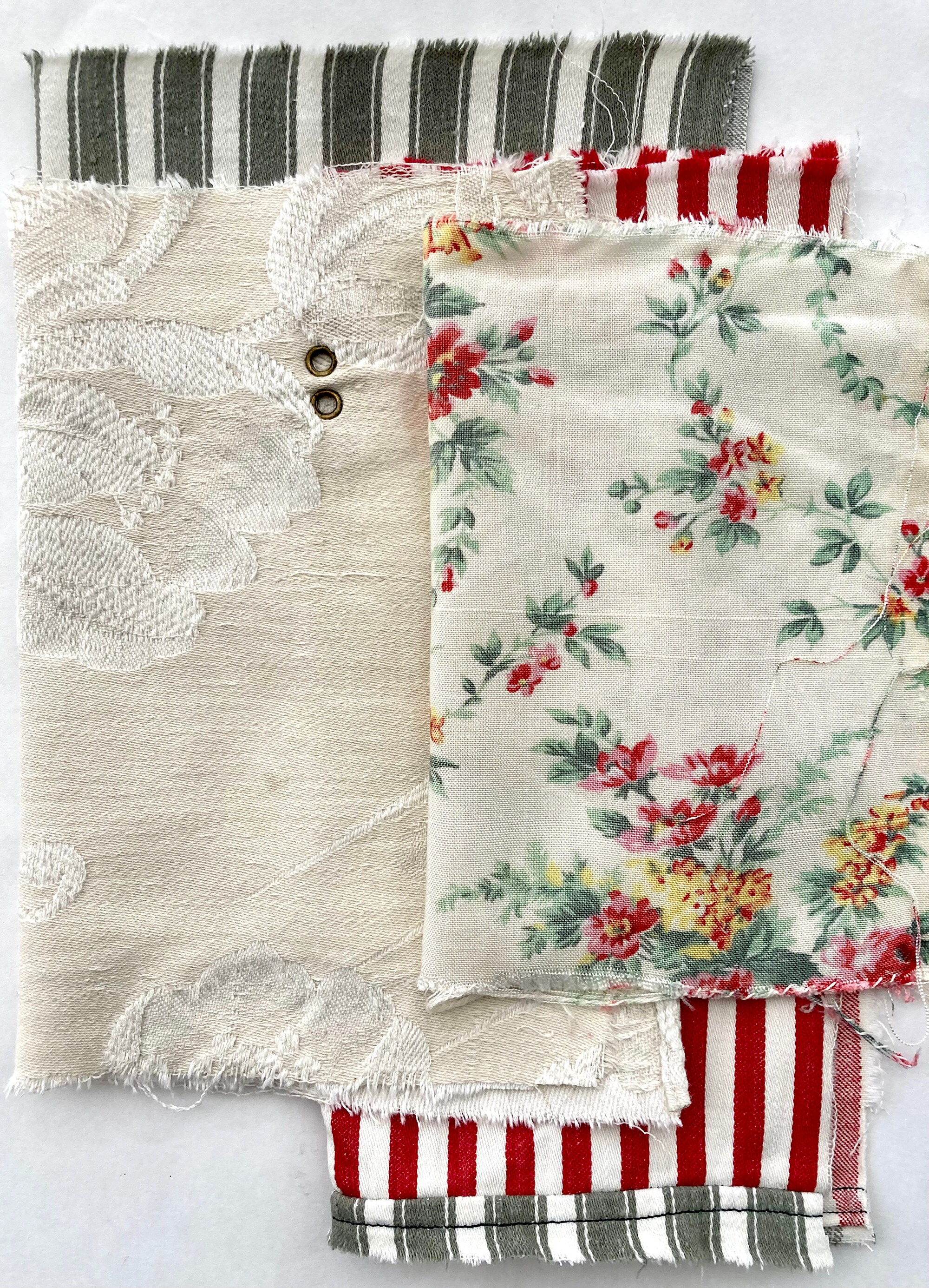 Vintage French Cotton Pieces for Crafting. Reclaimed Textile Remnants ...