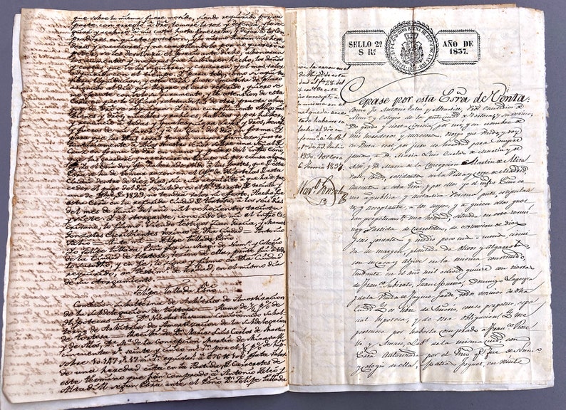 Historic 19th Century Calligraphy Notary Papers Handwritten Manuscript ...