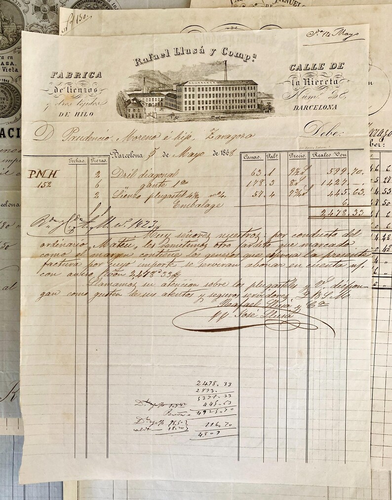Vintage Ephemera Lot - 4 Old Invoices With Antique Letterhead ...
