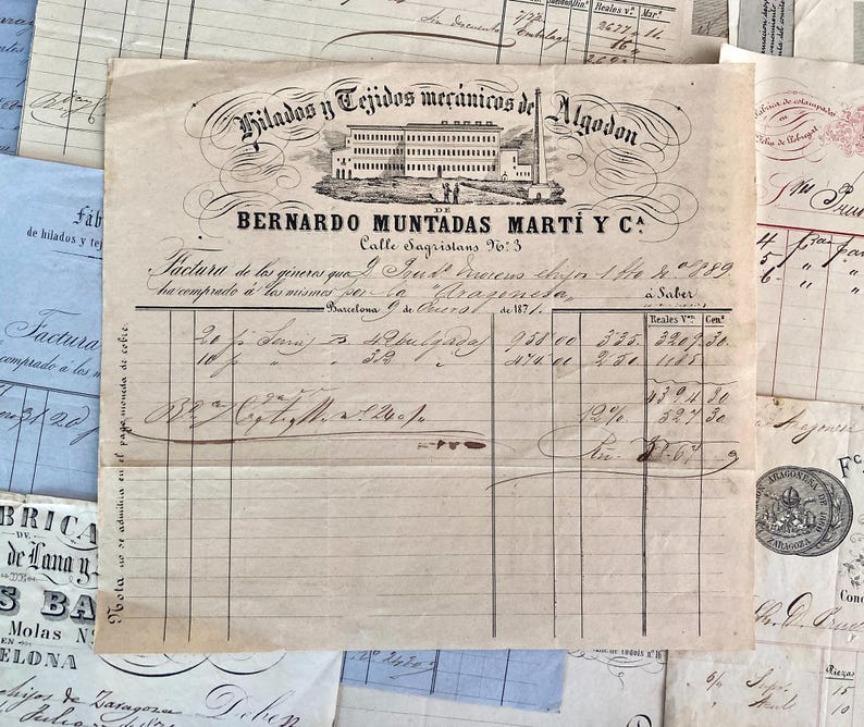 Antique Invoice Set - Lot of 5 Old Documents With Beautiful Logos ...