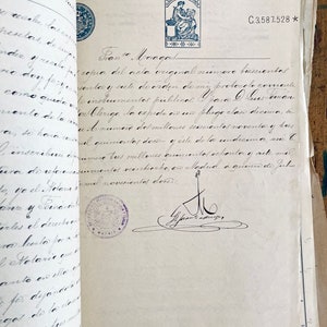 Antique Hand Written Manuscript Notarial Act. Old Calligraphy Notary ...