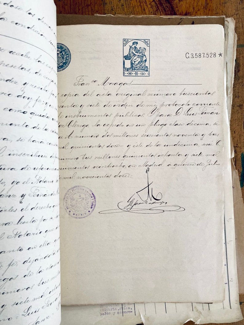 Antique Hand Written Manuscript Notarial Act. Old Calligraphy Notary ...