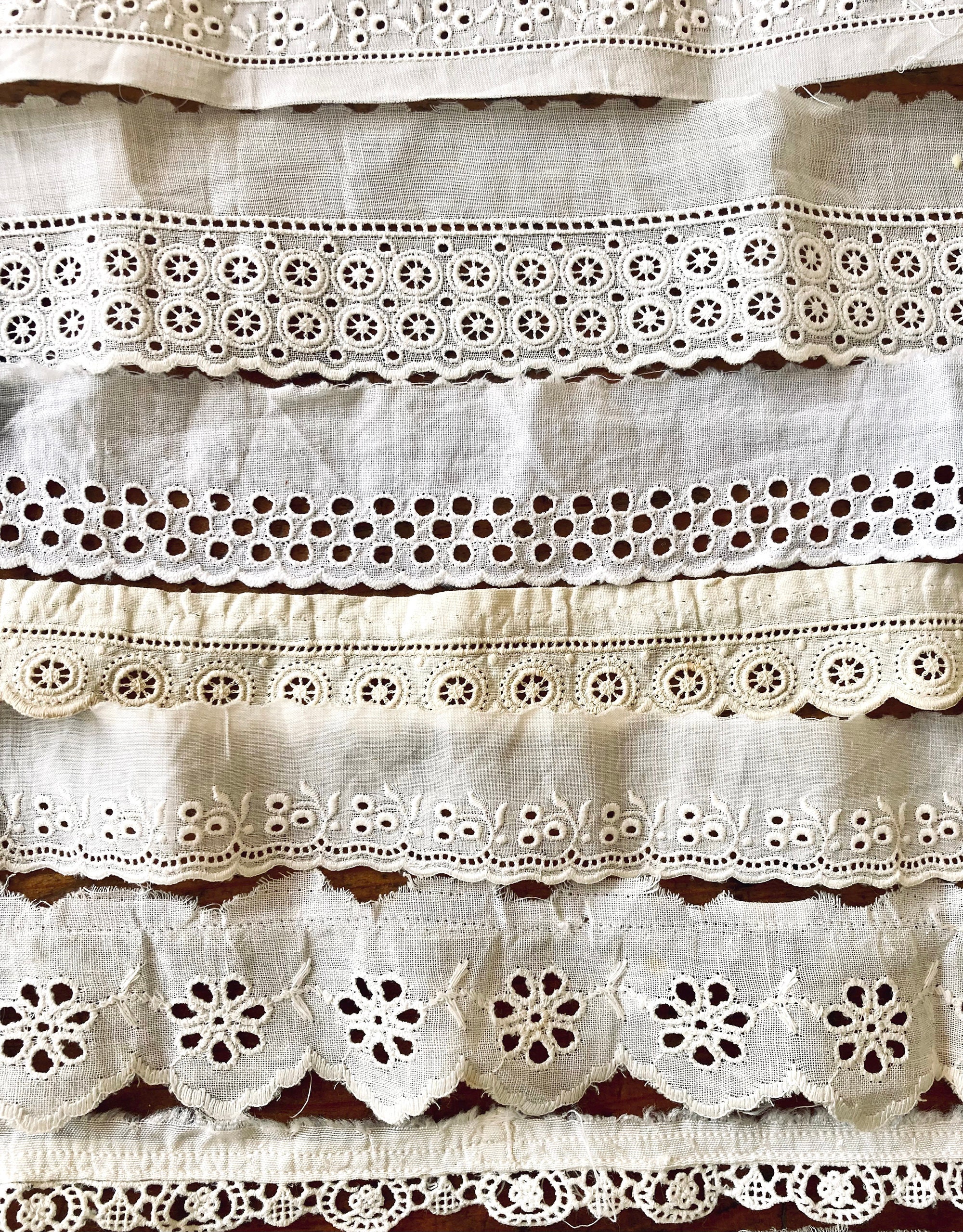 Antique and Vintage Lace and Trim Grab Bag. Anglaise Embroidery. 8 ...