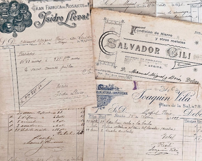 Antique Invoice Set 19th Century Lot of 3 Old Documents With Beautiful ...