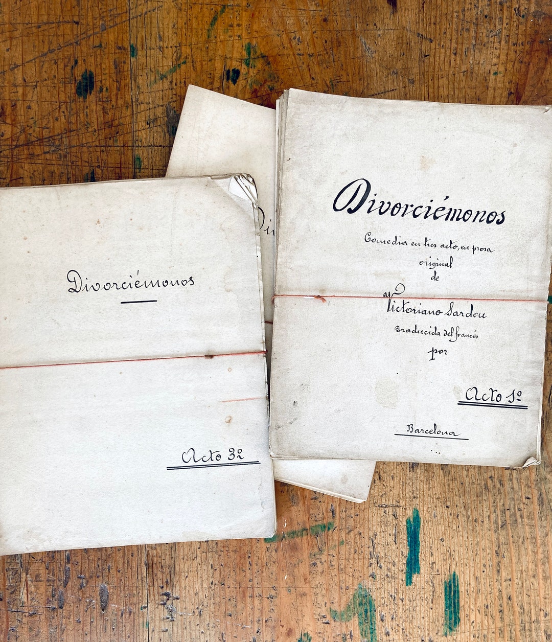 Antique Theatre Script Handwritten in Sepia Ink. Vintage Calligraphy on ...