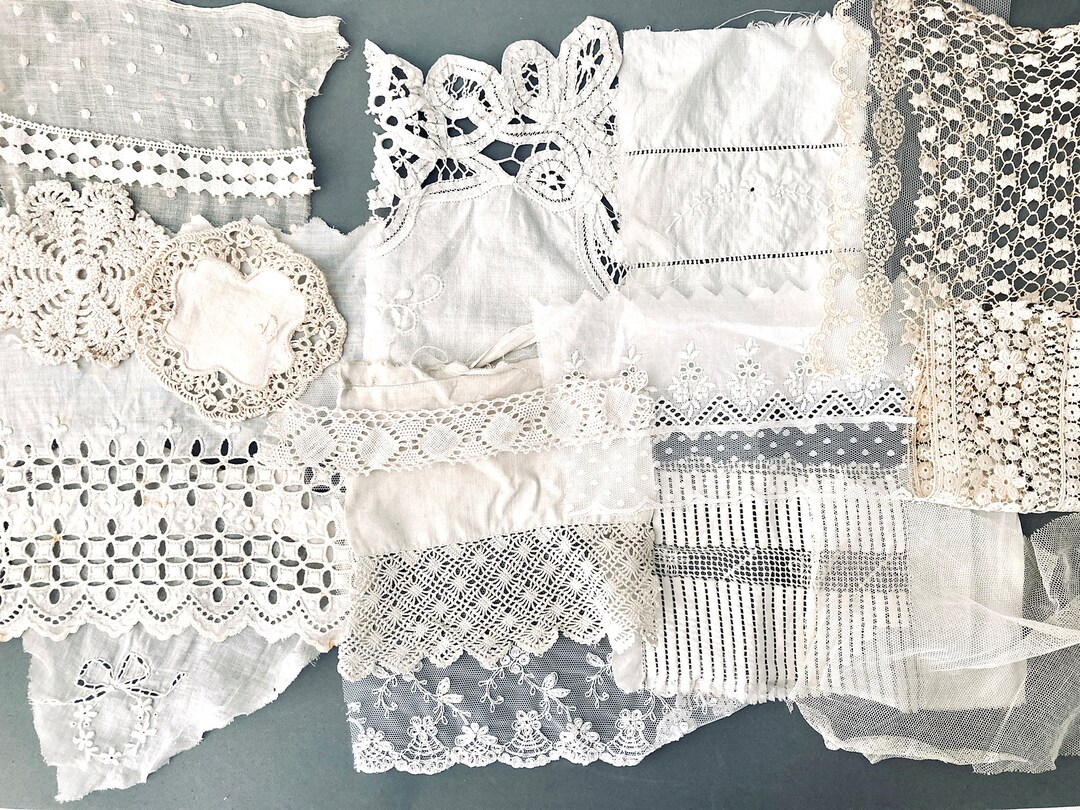 Lace and Fabric Scrap Lot. Creative Inspiration Textile Pack, Snippet ...