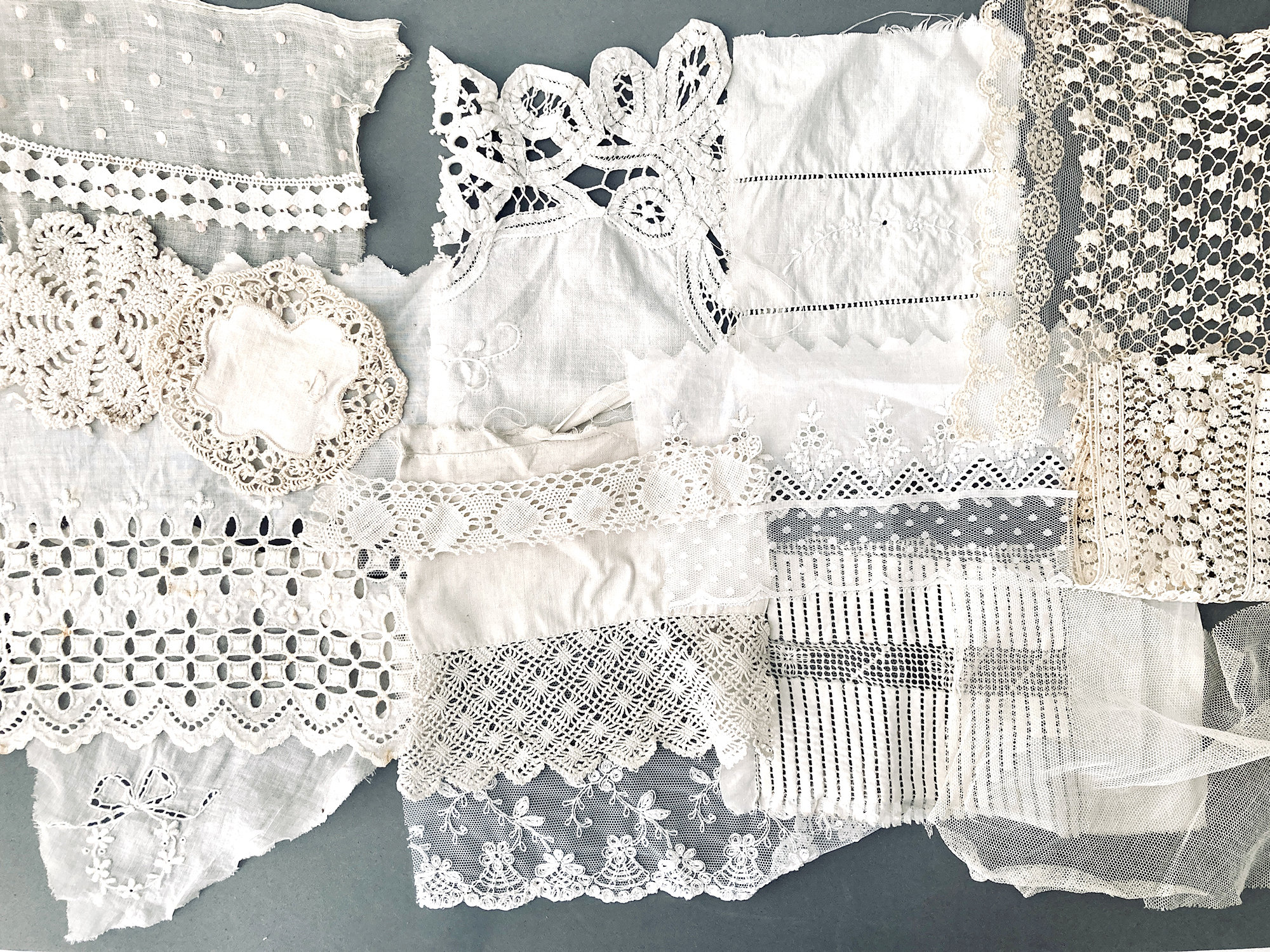 Lace and Fabric Scrap Lot. Creative Inspiration Textile Pack, Snippet ...