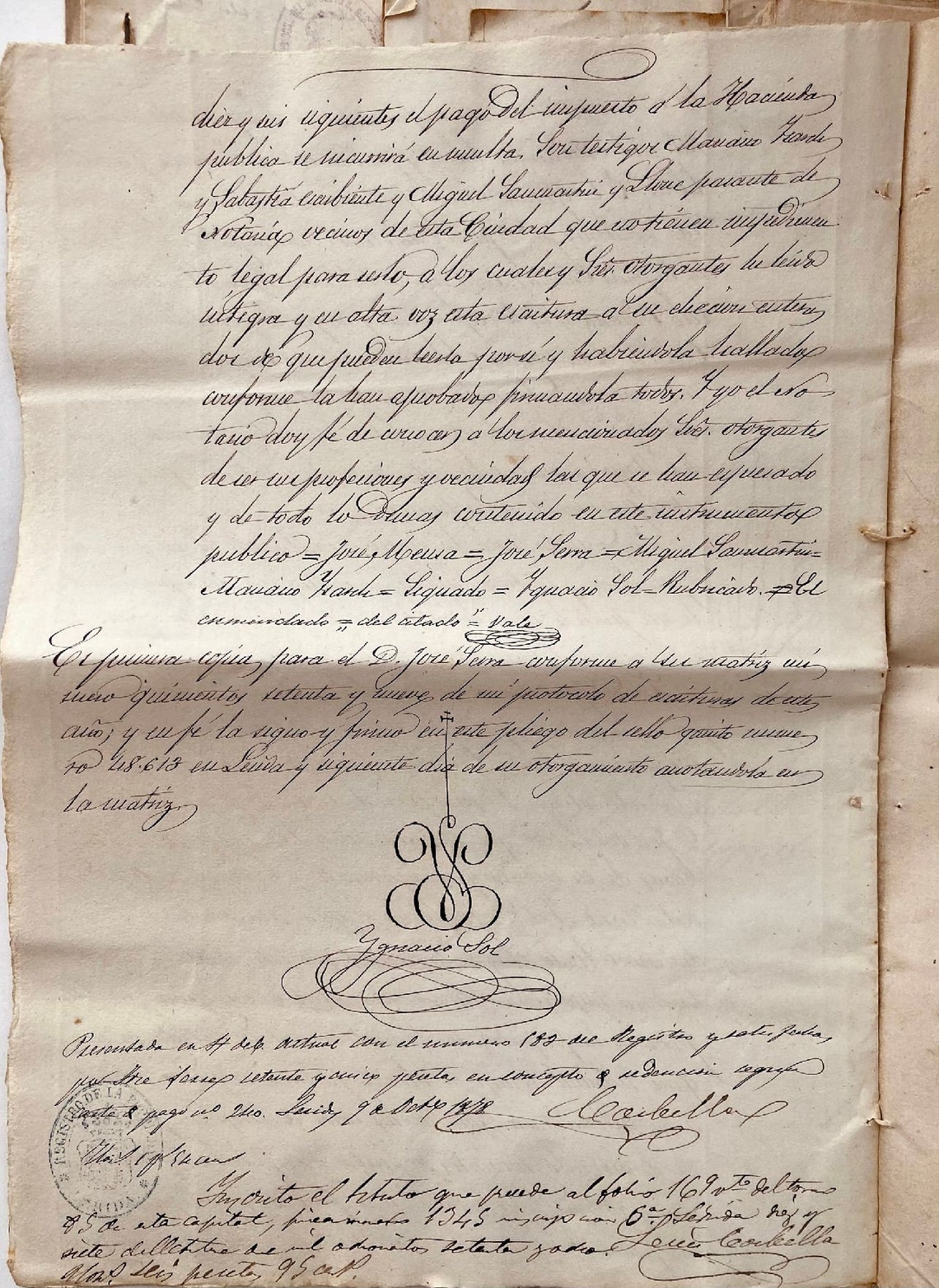 Antique Hand Written Manuscript Notarial Act. Old Calligraphy Notary ...