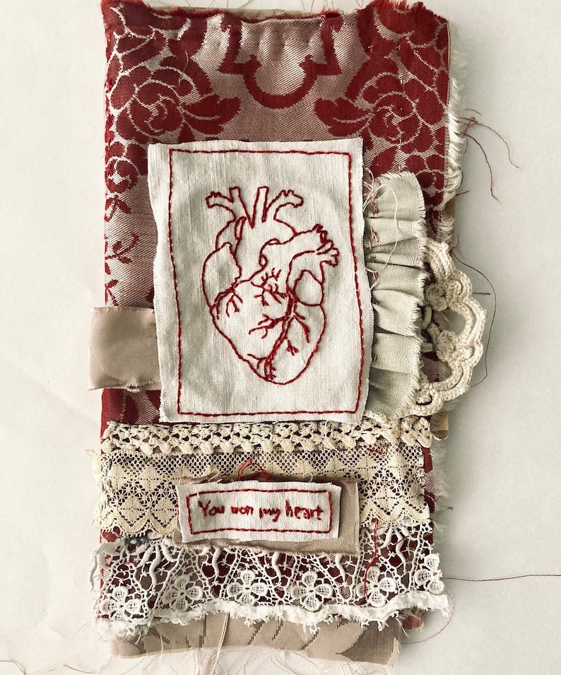 Antique Fabric and Lace Slow Stitching Journal Kit. Script Paper, Love ...